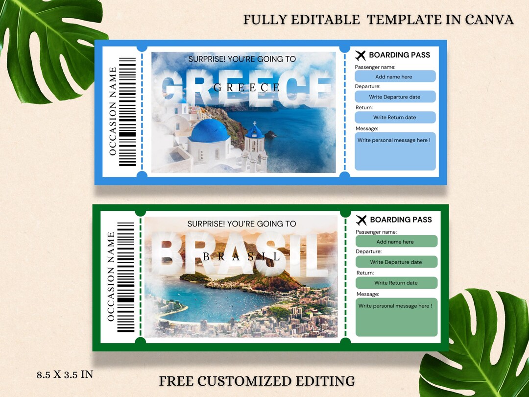 Boarding Pass Surprise Editable Template | Canva Design for Unique Gift ...