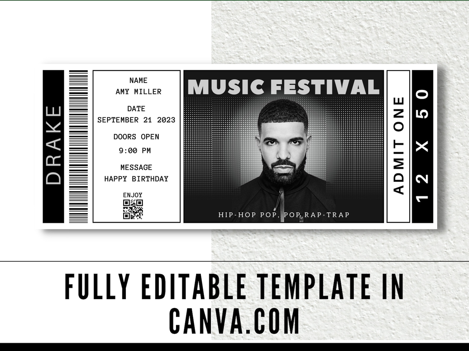 Editable Concert Ticket Template Printable Music Event - Etsy