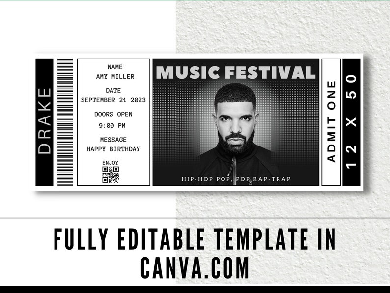 Editable Concert Ticket Template Printable Music Event - Etsy