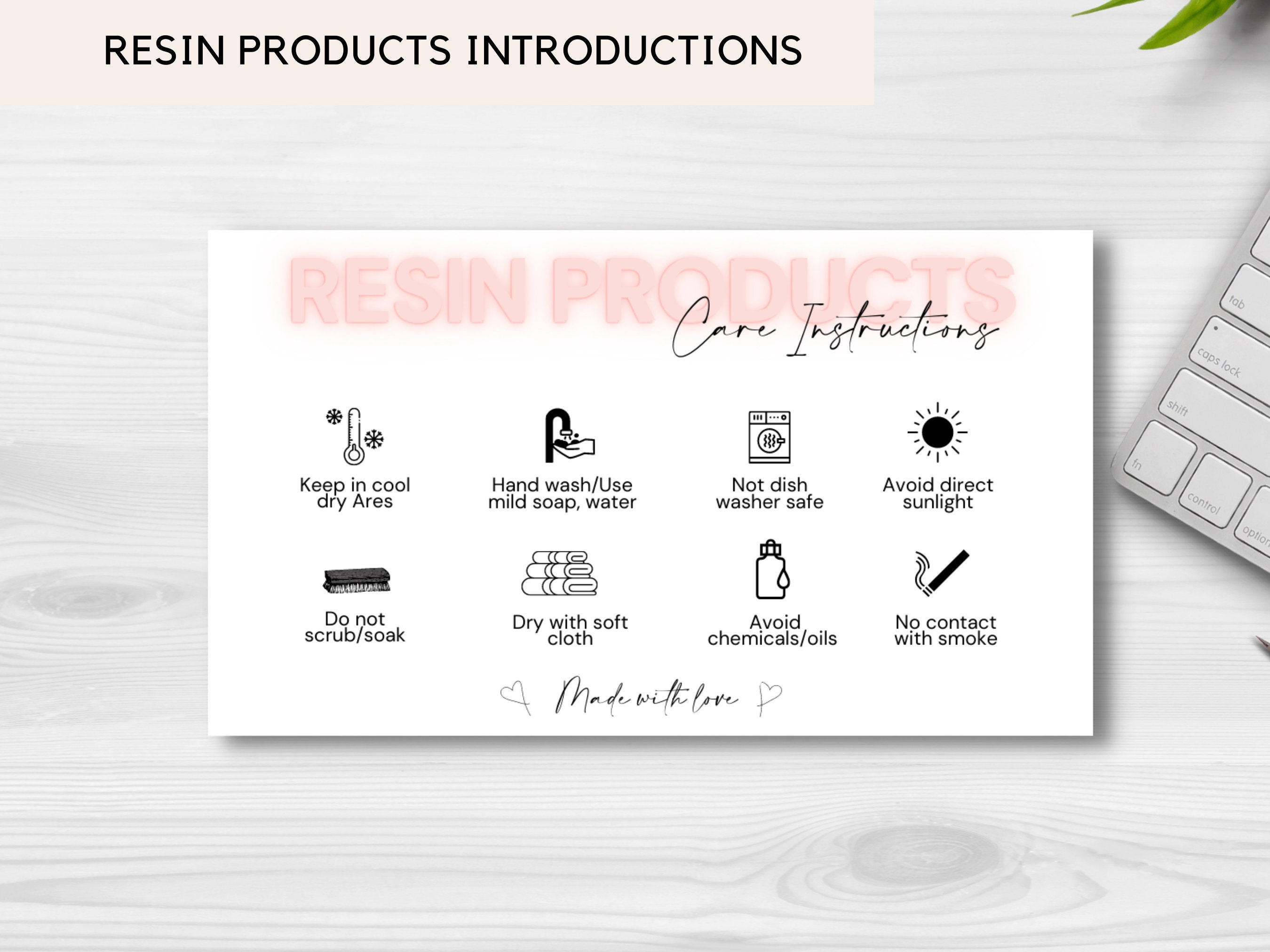 Resin Care Card Editable Template, Canva Editable Template, Printable ...