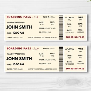Editable Boarding Pass Template, Printable Boarding Ticket, Canva ...