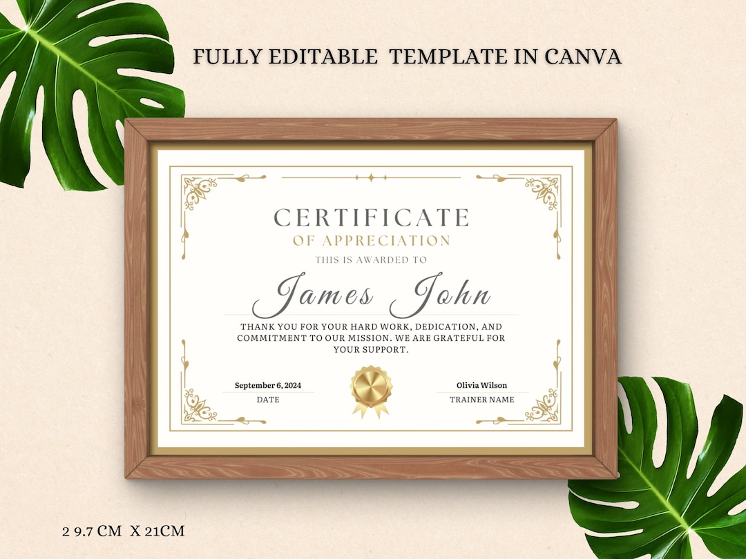 Editable Certificate of Appreciation | Customizable | Printable ...