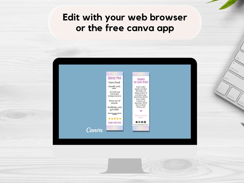 Editable Pen Care Card Template, Epoxy Pen Care Card, Printable and ...
