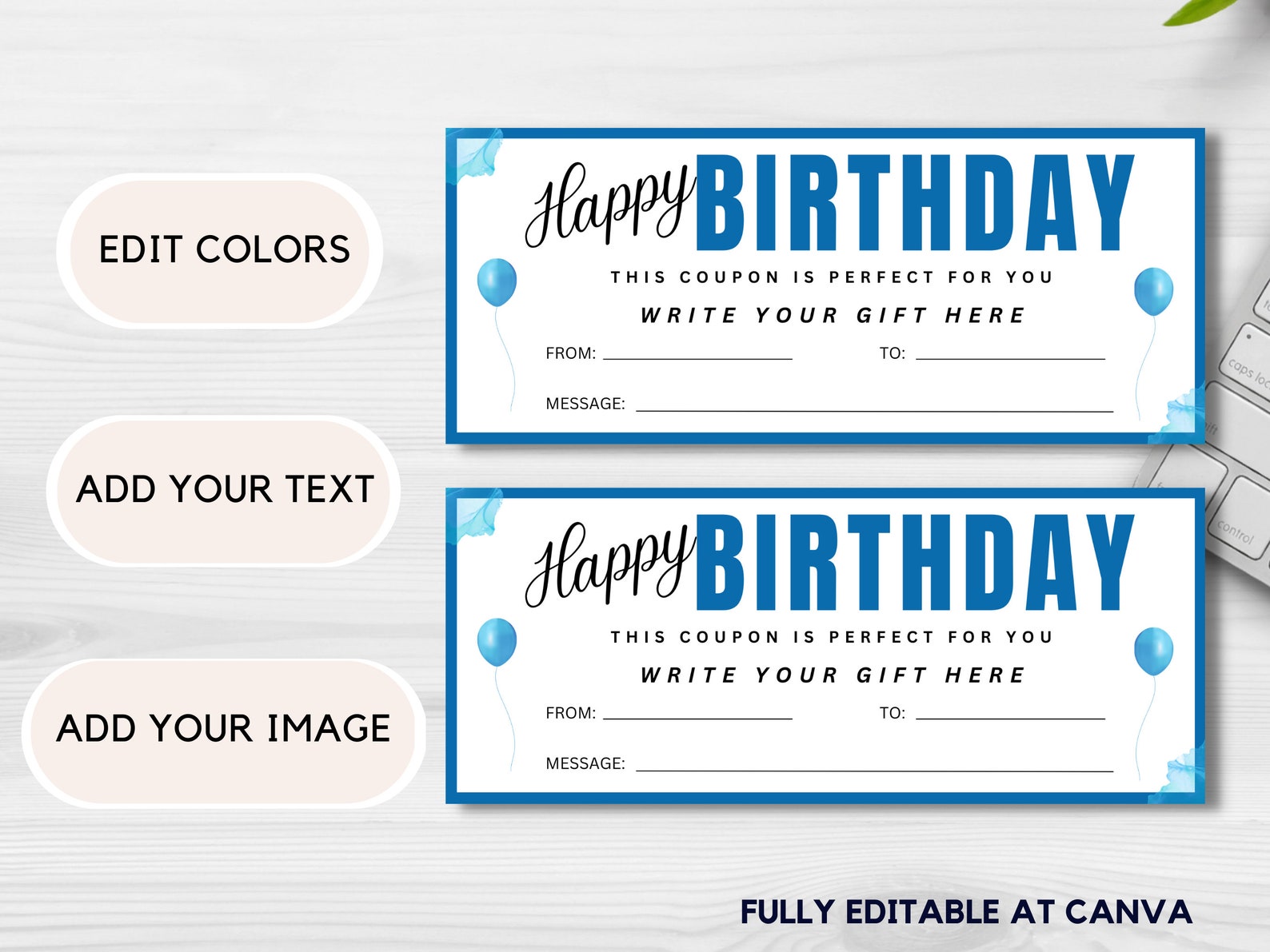 Happy Birthday Gift Certificate Template Printable Unisex Birthday Gift ...