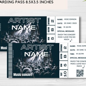 Editable Concert Ticket Template, Printable Music Event Ticket, Custom ...