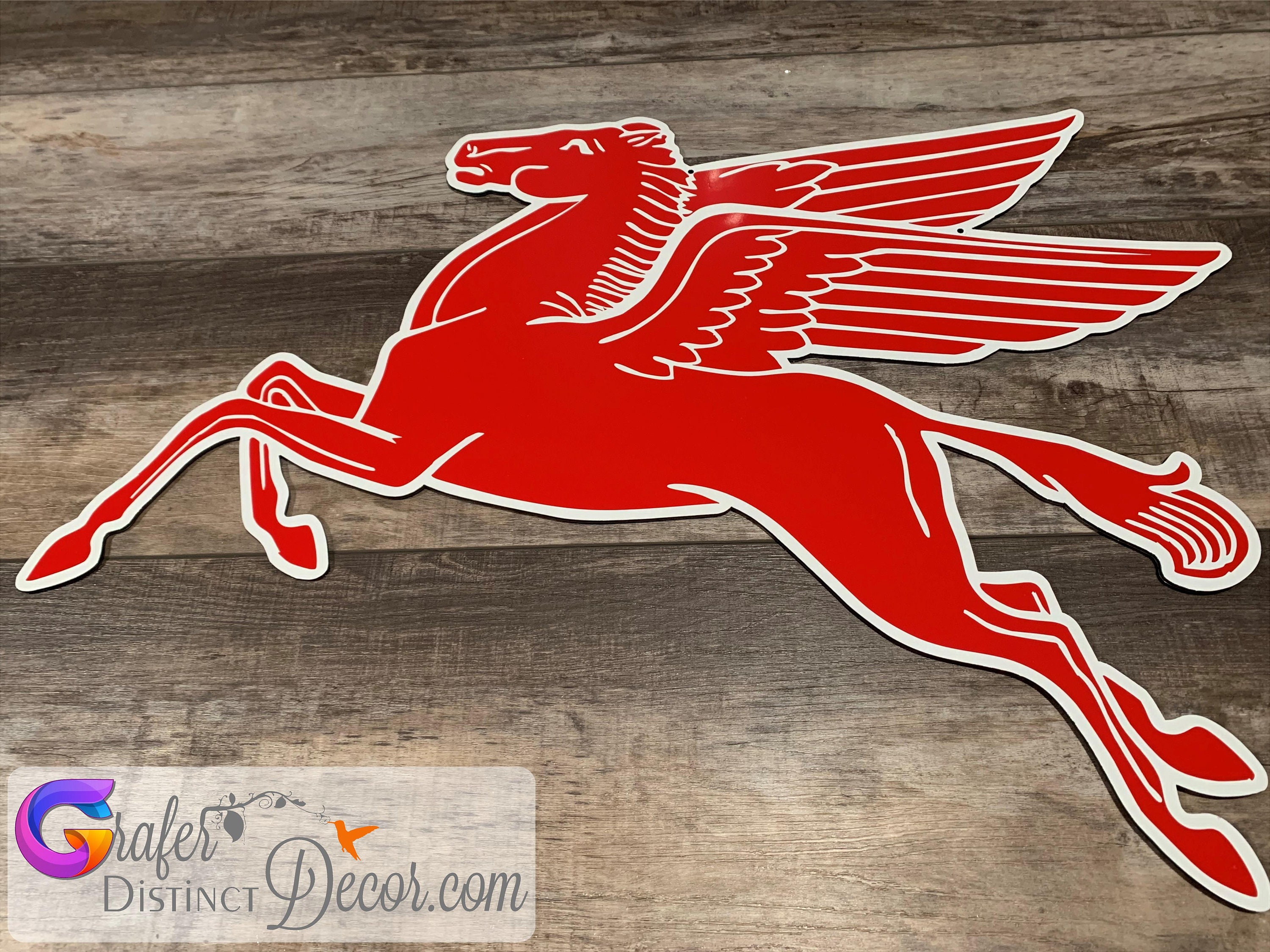 Antique Mobil Pegasus Sign: 27"x39.5" Aluminum Garage Decor - Etsy
