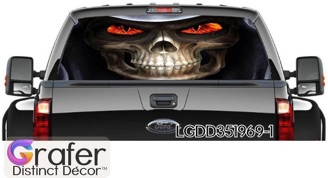 Skull Rear Window Decal: Perforated Vinyl Truck Graphic - Etsy