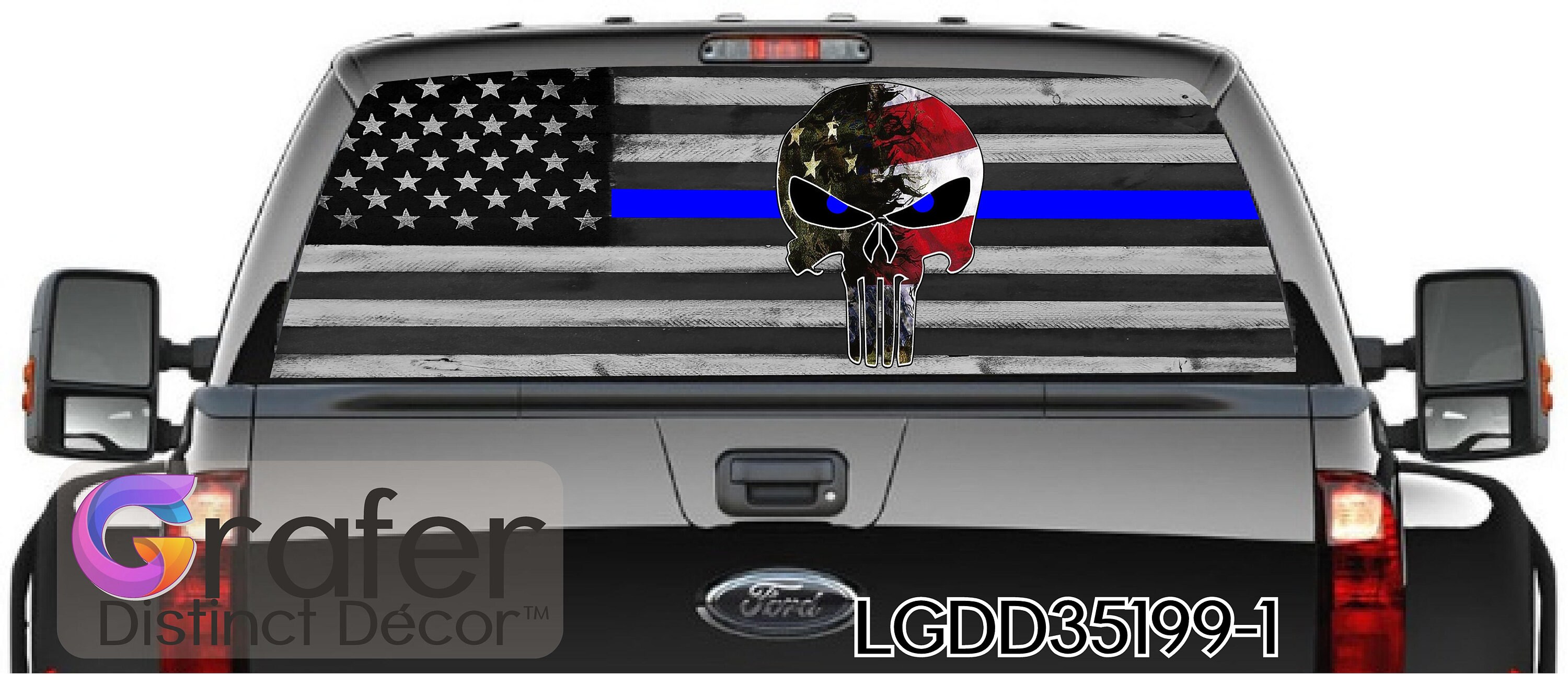 Law Enforcement Skull Pick-up Truck Perforated Rear Windows - Etsy