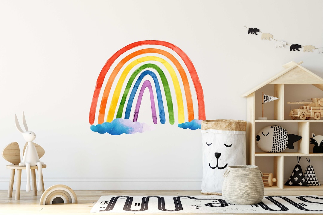 Rainbow Wall Decal, Watercolor Rainbow Decal, Nursery Rainbow Decal ...