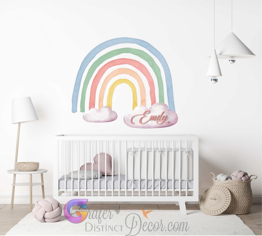 Removable Vinyl Large RAINBOW CUSTOM Sticker Wall DECAL for Nursery ...