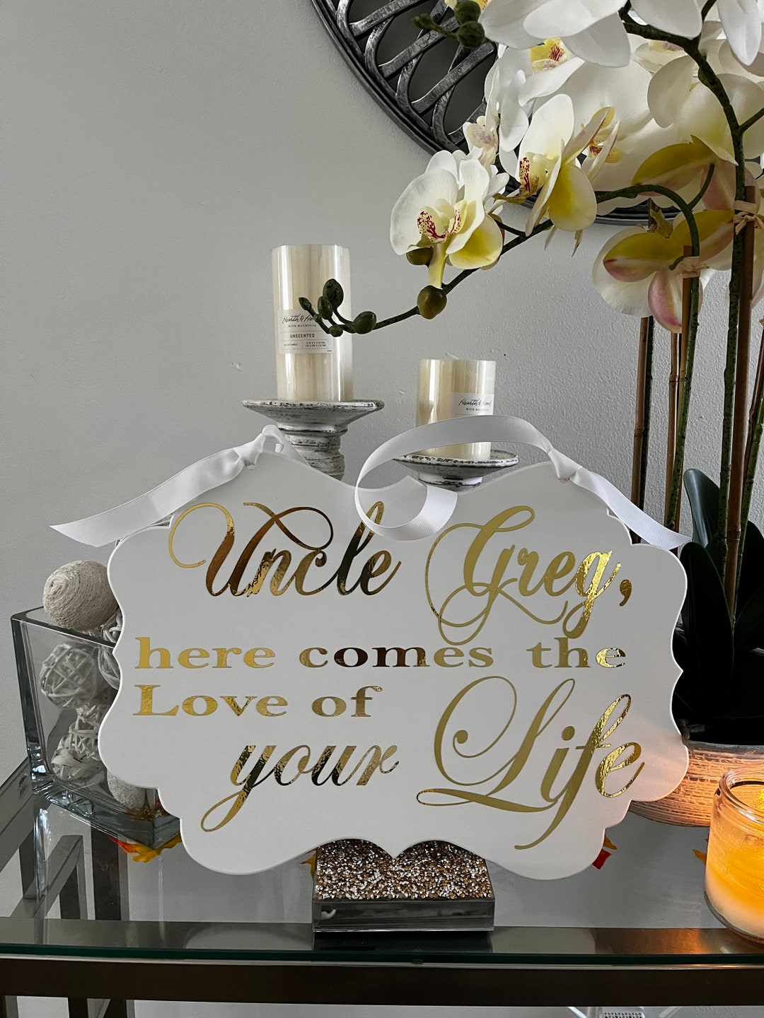 Gold Wedding Sign: "uncle, Here Comes the Love of Your Life" - Etsy