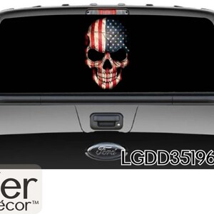 Skull Rear Window Graphics, American Flag Skull, Window Perforated ...