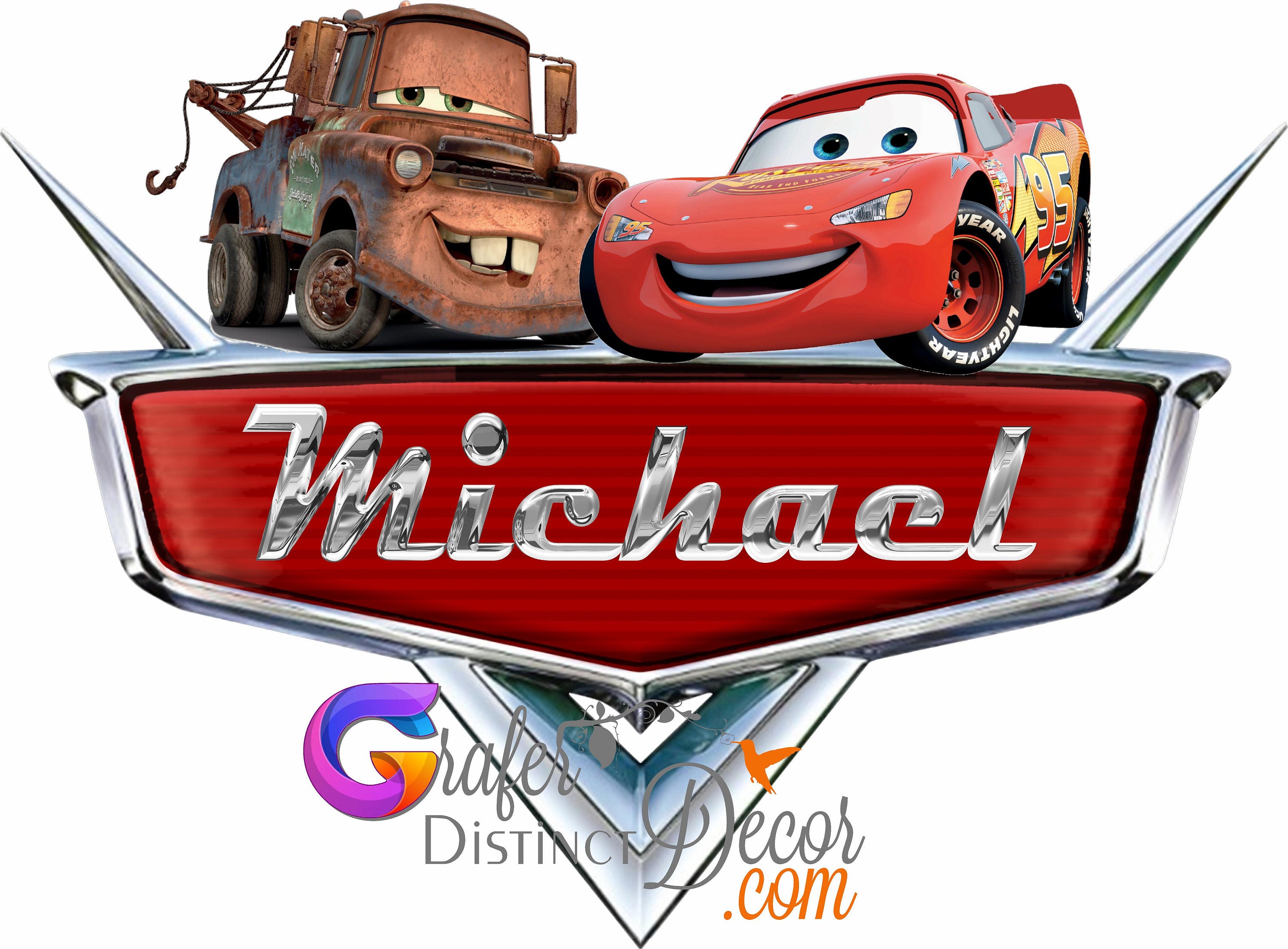 Lightning Mcqueen 3D Wall Decal | Custom Name, Kids Room Decor - Etsy