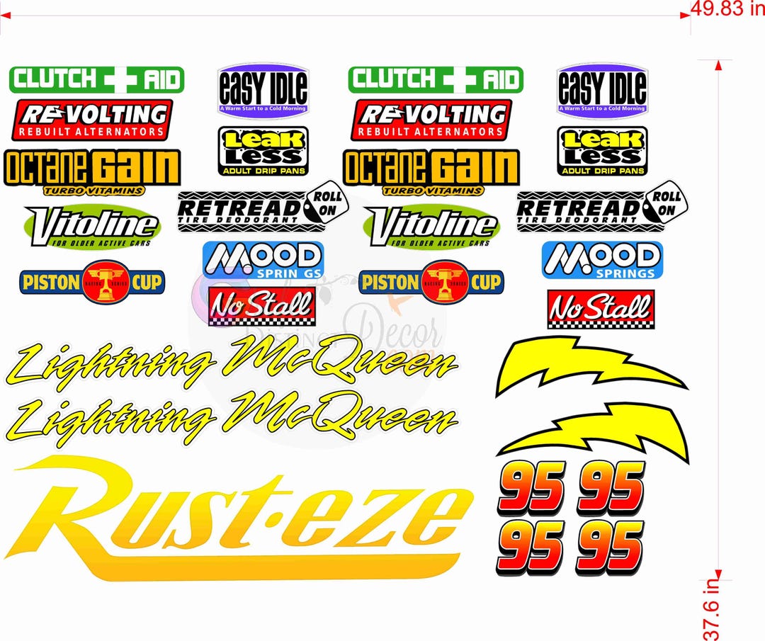 Lightning Mcqueen Car Decal | Custom Racing Vinyl Graphics - Etsy