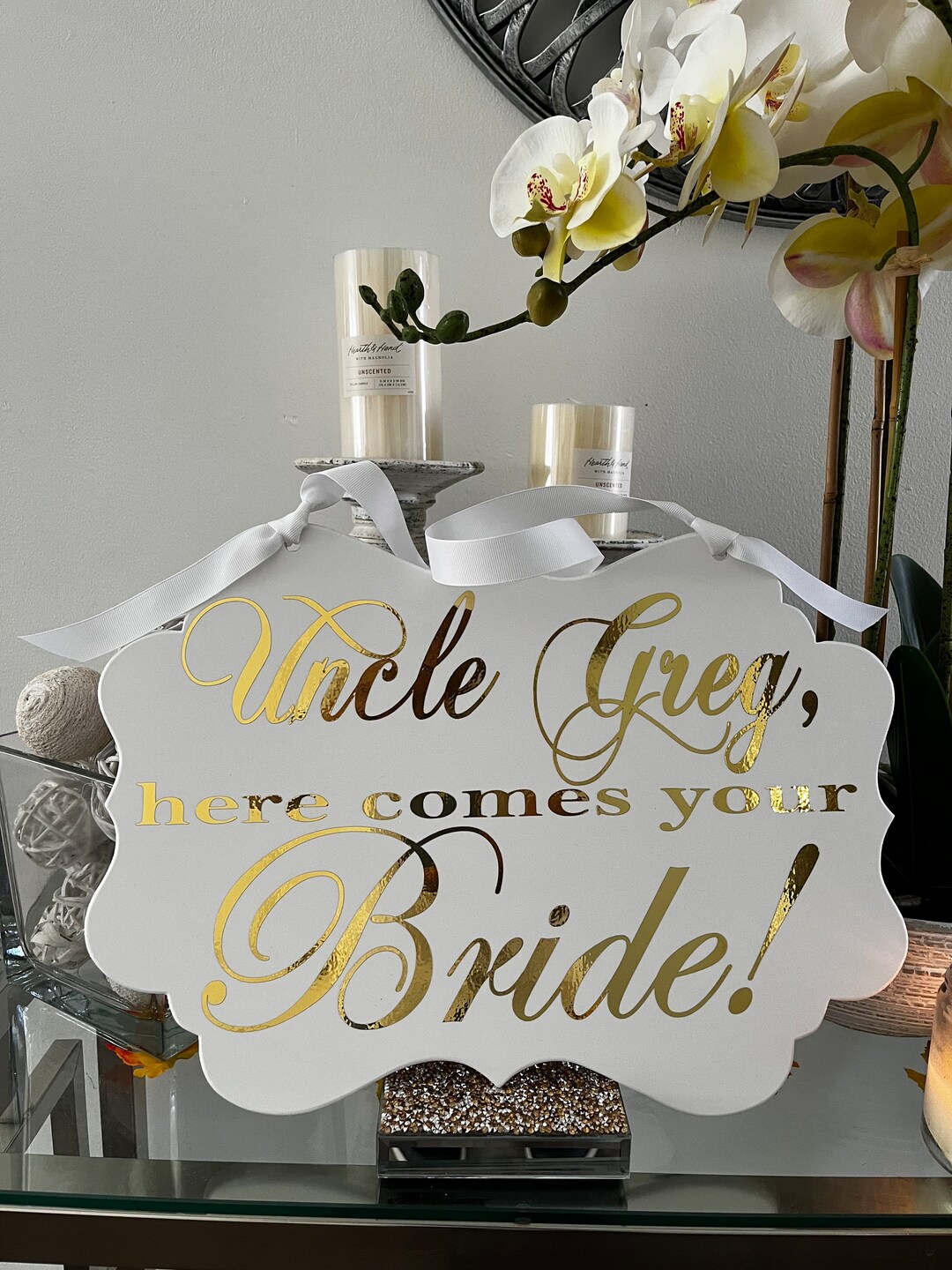 Gold Wedding Sign, Uncle Here Comes Your Bride, Wedding Signs, Here ...