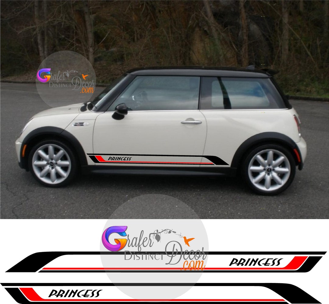 Racing Checkered Flag Side Stripe Decals for Mini Cooper - Grid Stripe ...