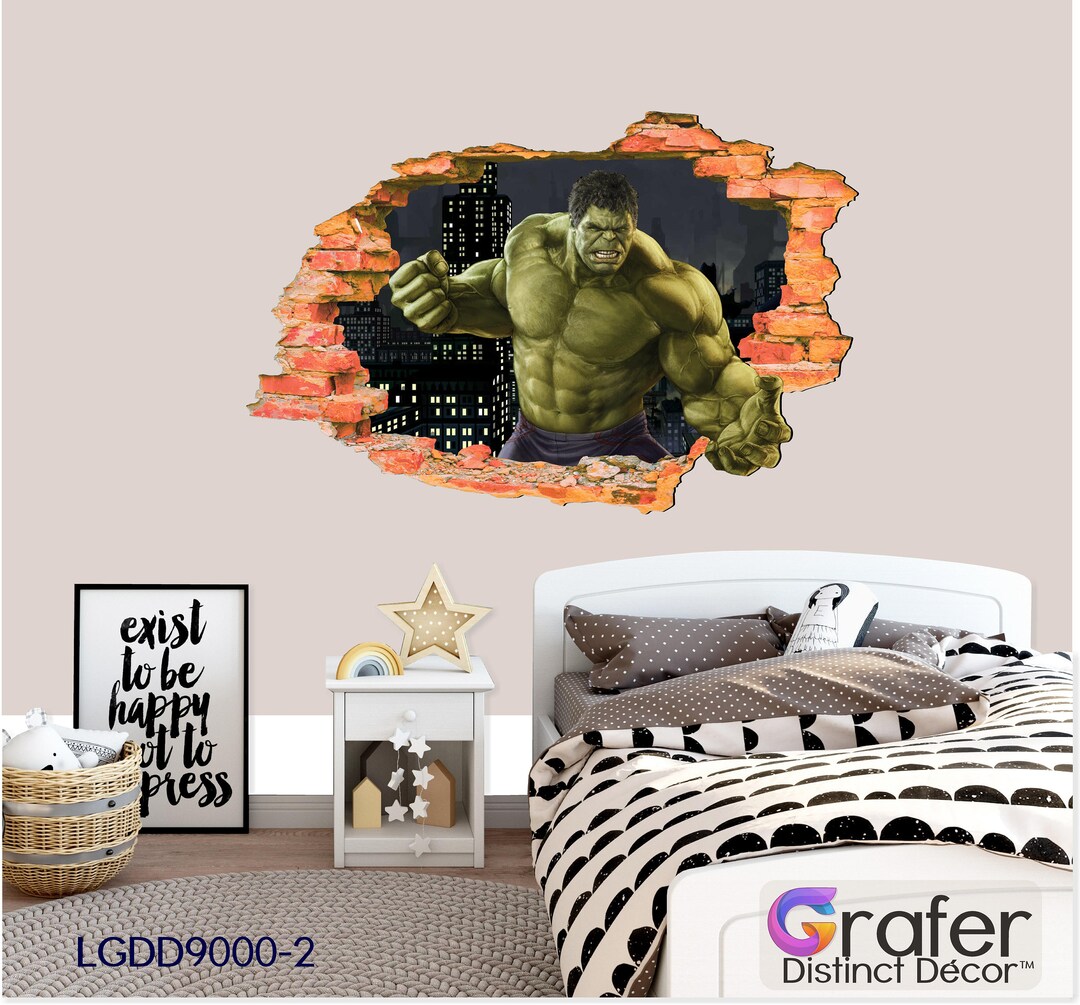 3D Smashed Hero Wall Decal: Custom Vinyl Art, Kids Wall Decor - Etsy