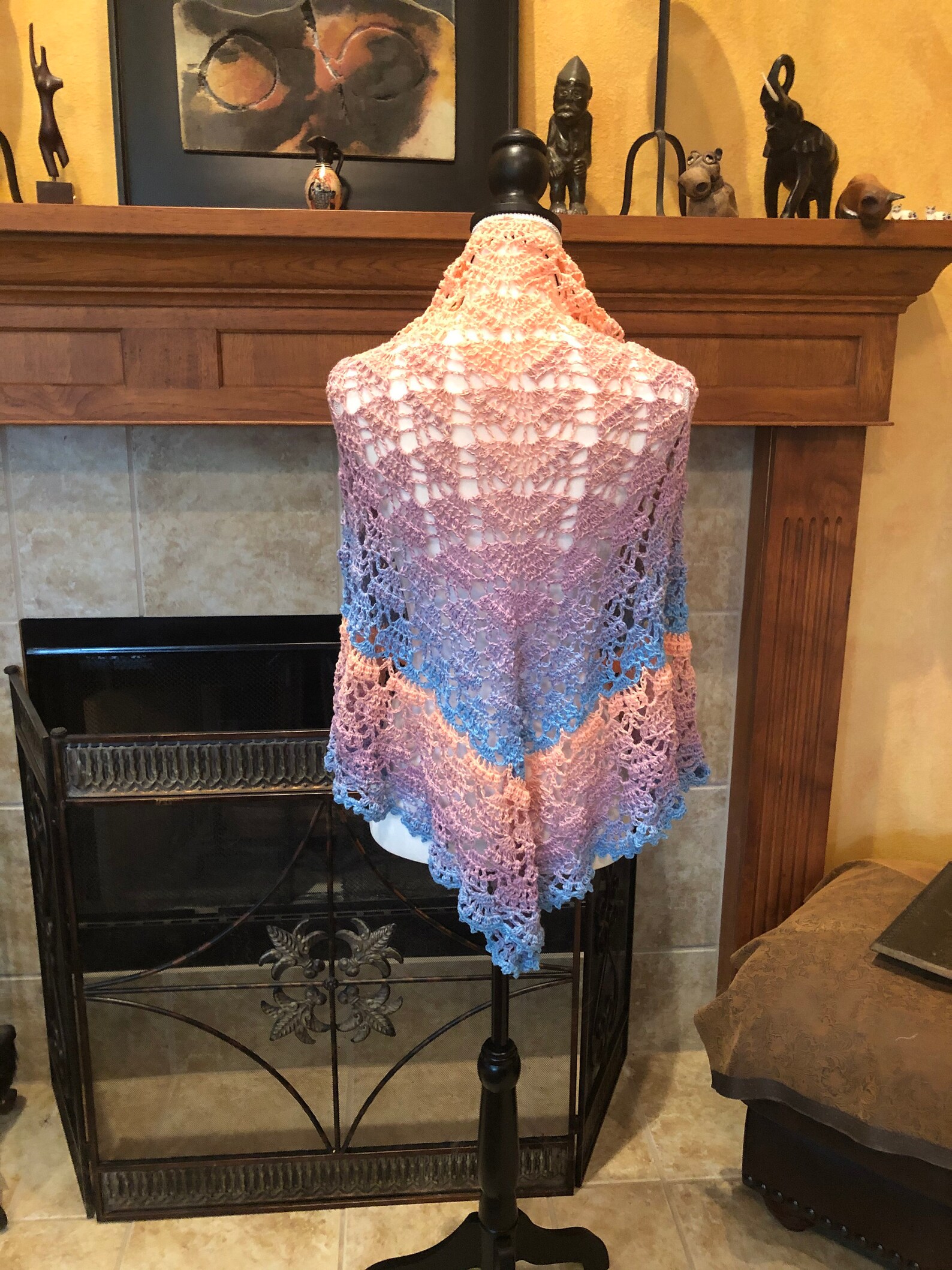 Multi Colored Shawl - Etsy Canada