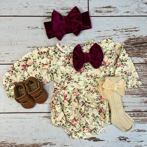 Baby Girl Thanksgiving Coming Home Outfit Infant Girl Clothes Long Sleeve Fall Floral Romper ...
