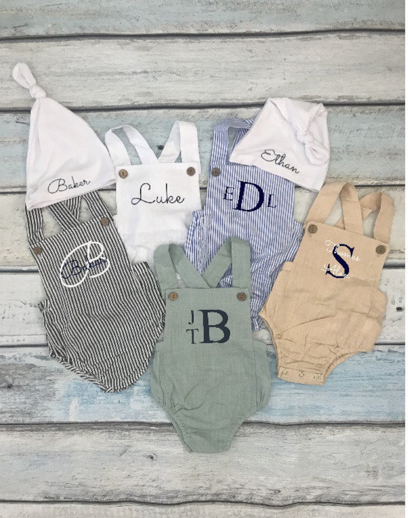 Newborn Baby Boy Romper With Monogram or Name for Coming Home - Etsy