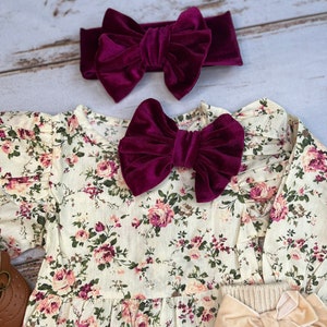 Baby Girl Thanksgiving Coming Home Outfit Infant Girl Clothes Long Sleeve Fall Floral Romper ...