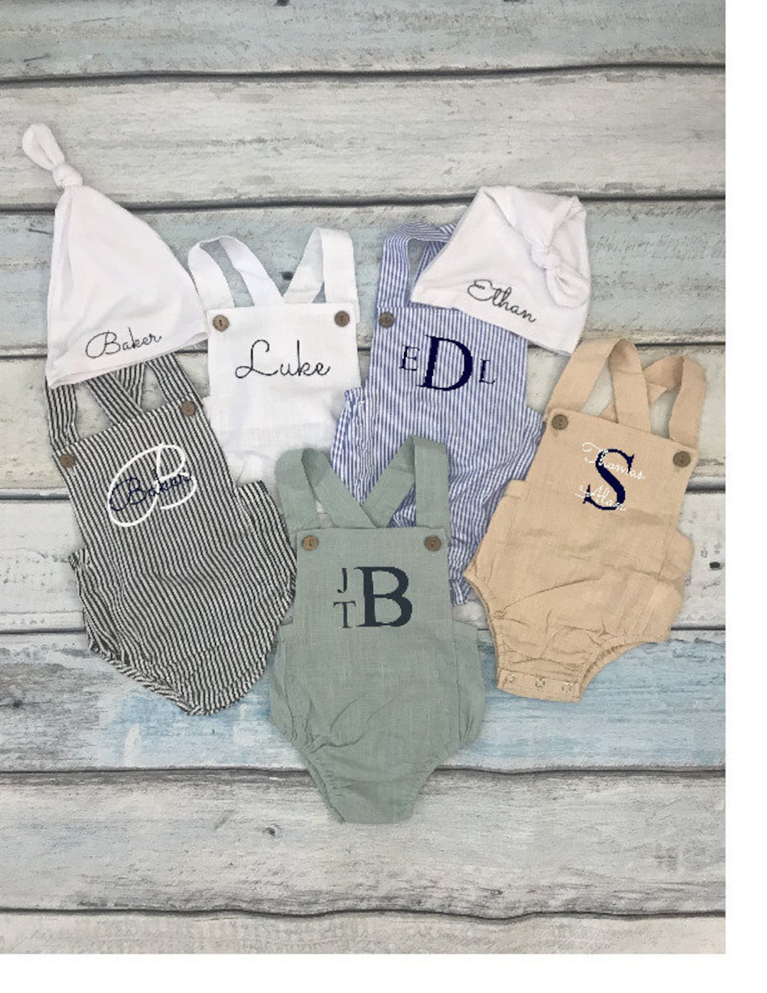 Baby Boy Romper Baby Boy Monogram Gifts Toddler Romper Linen Jumpsuit ...