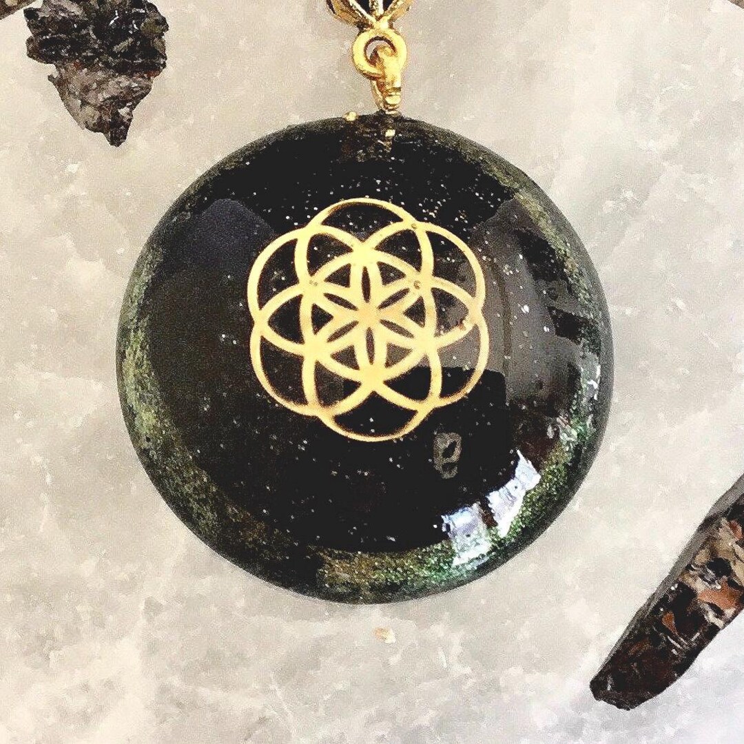 Sacred Geometry Pendant Flower of Life Symbol, EMF Orgone Protection ...
