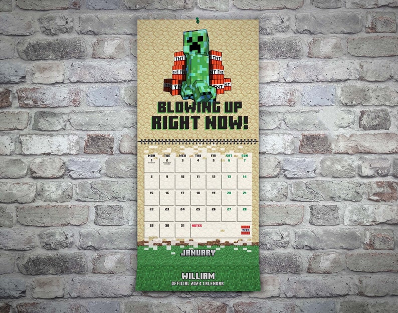 Minecraft Personalised 2024 'ring Bound' Calendar 297mm X 297mm Square ...