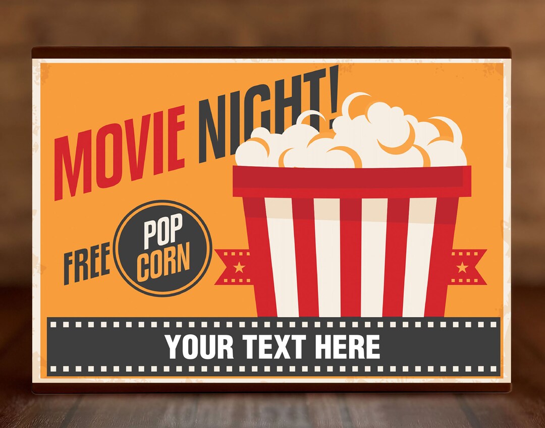 Popcorn Movie Night Illuminated A4 'personalite' Personalised Sign - Etsy