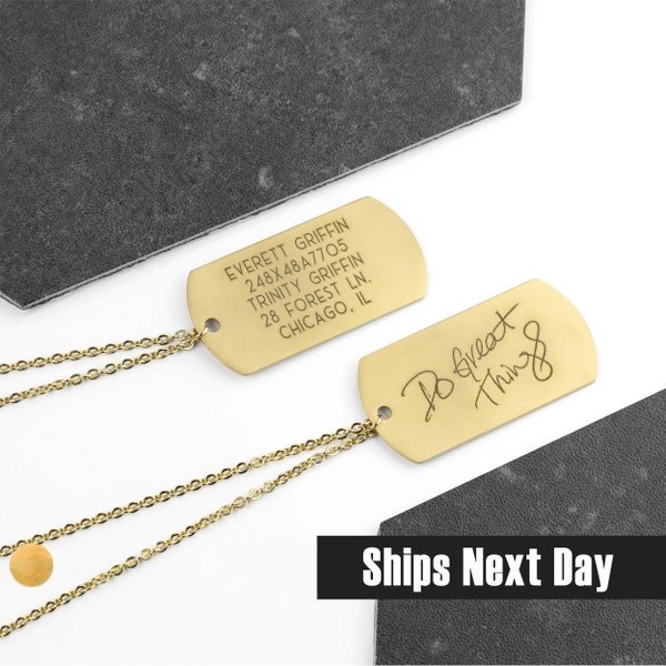 Engraved Mens Gold Dog Tag - Etsy