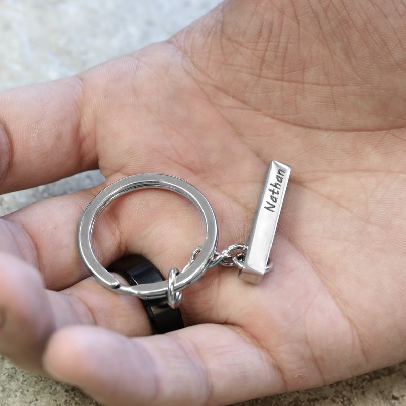 Engraved Silver Bar Custom Keychain Boyfriend Men Valentines | Etsy