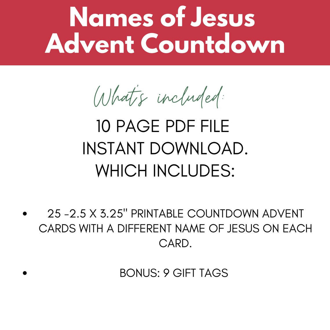 Names of Jesus Countdown to Christmas Advent PDF File, Instant Download ...