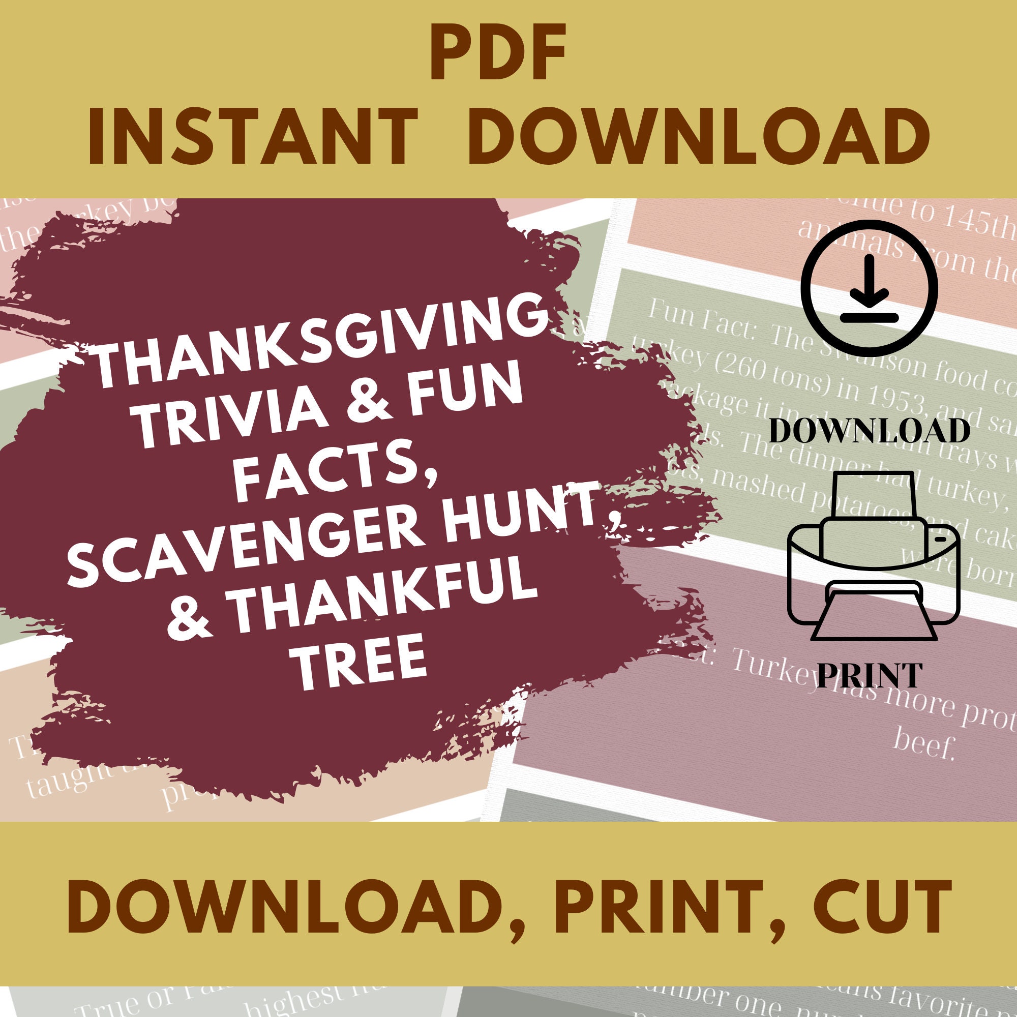 Digital Download Thanksgiving Activities, Trivia & Fun Facts, Scavenger ...