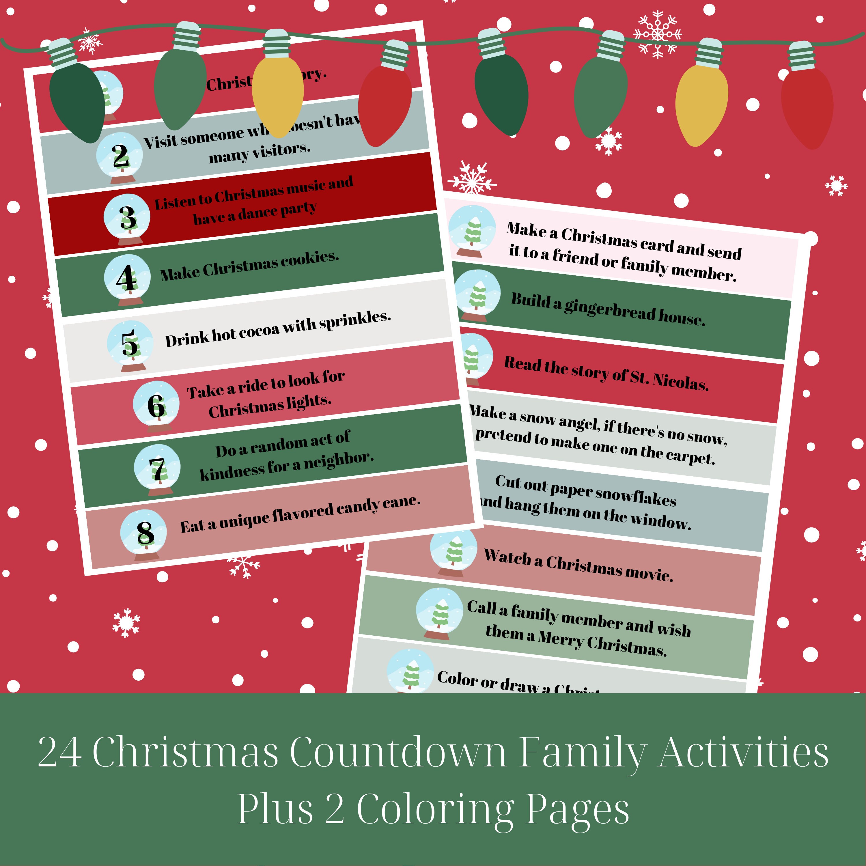 Countdown to Christmas Advent Calendar Paper Chain PDF Printable - Etsy