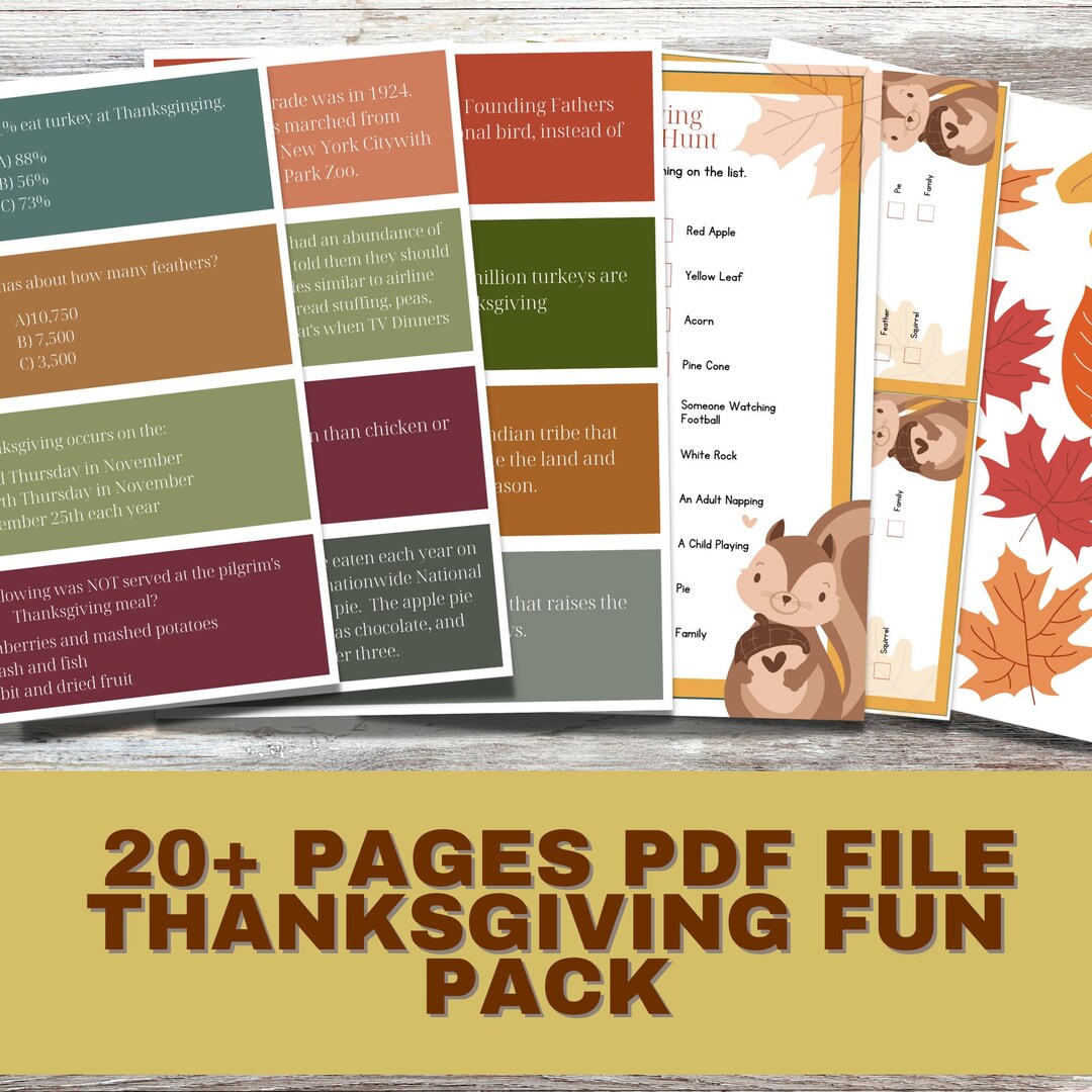 Digital Download Thanksgiving Activities, Trivia & Fun Facts, Scavenger ...