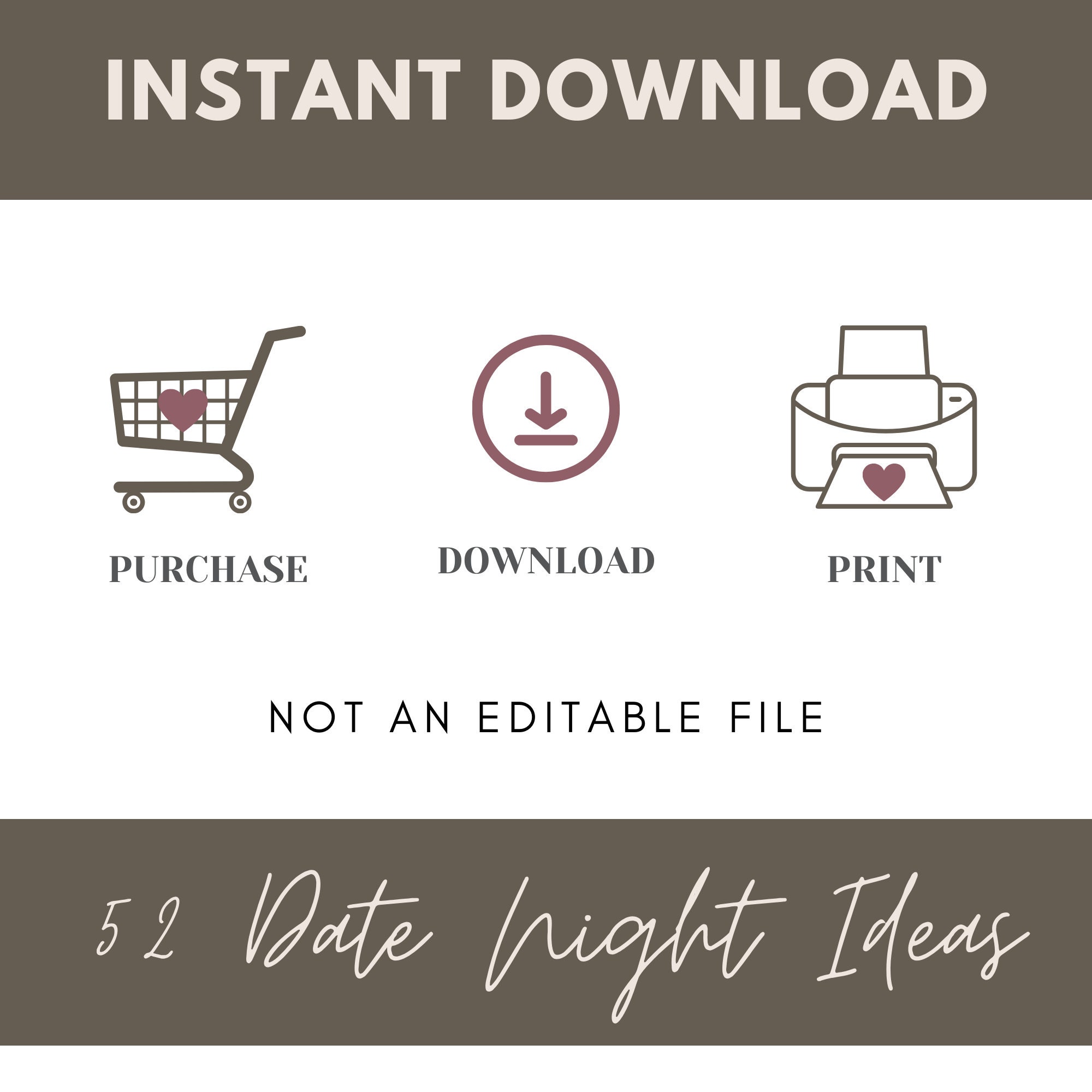 52 Date Night Ideas for a Year of Intentional Dating-pdf Printable ...