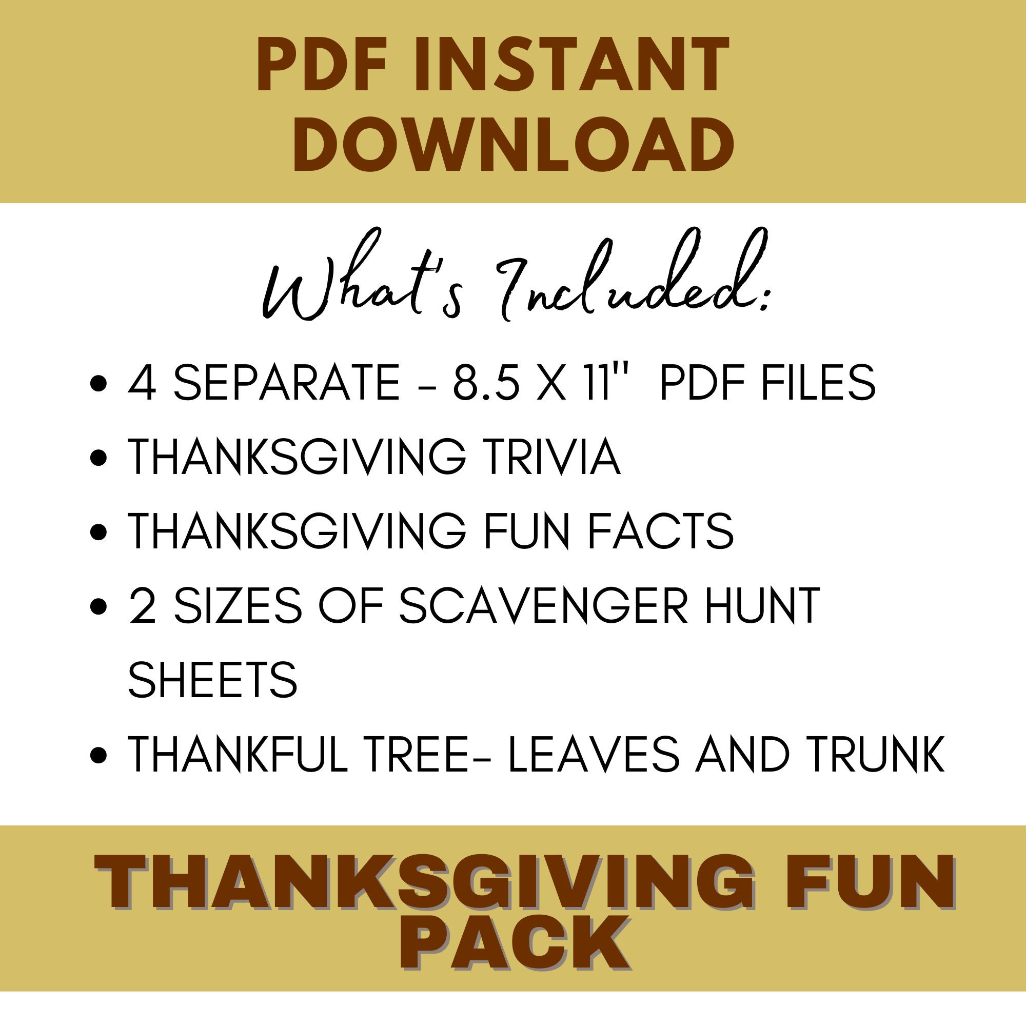 Digital Download Thanksgiving Activities, Trivia & Fun Facts, Scavenger ...