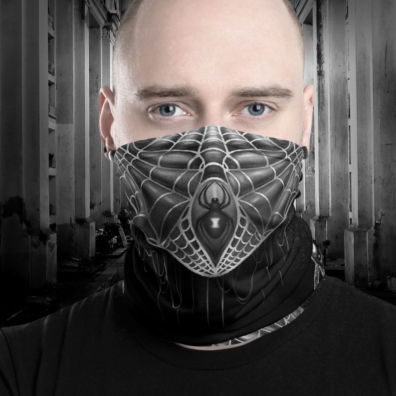 Spider Web Mask Gothic Face Mask Black Widow Cosplay Washable Reusable ...