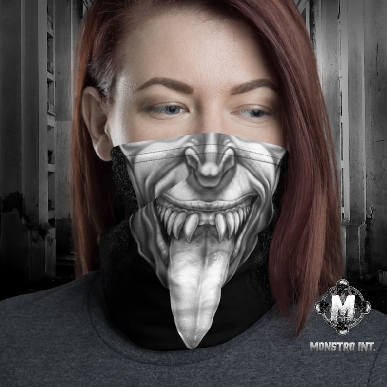 Krampus Sharp Teeth Tongue Creepy Face Mask Reusable Washable Neck ...