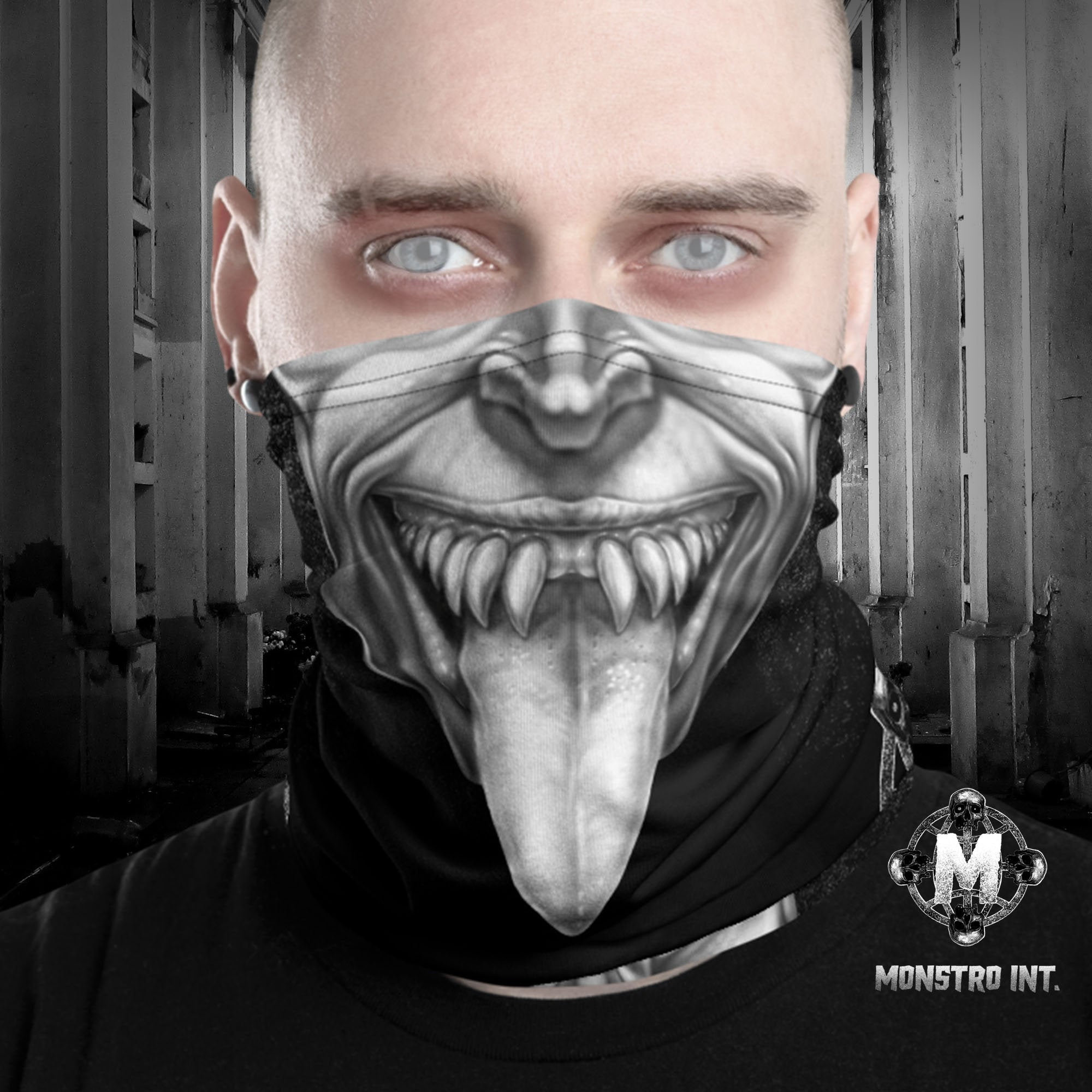 Krampus Sharp Teeth Tongue Creepy Face Mask Reusable Washable Neck ...