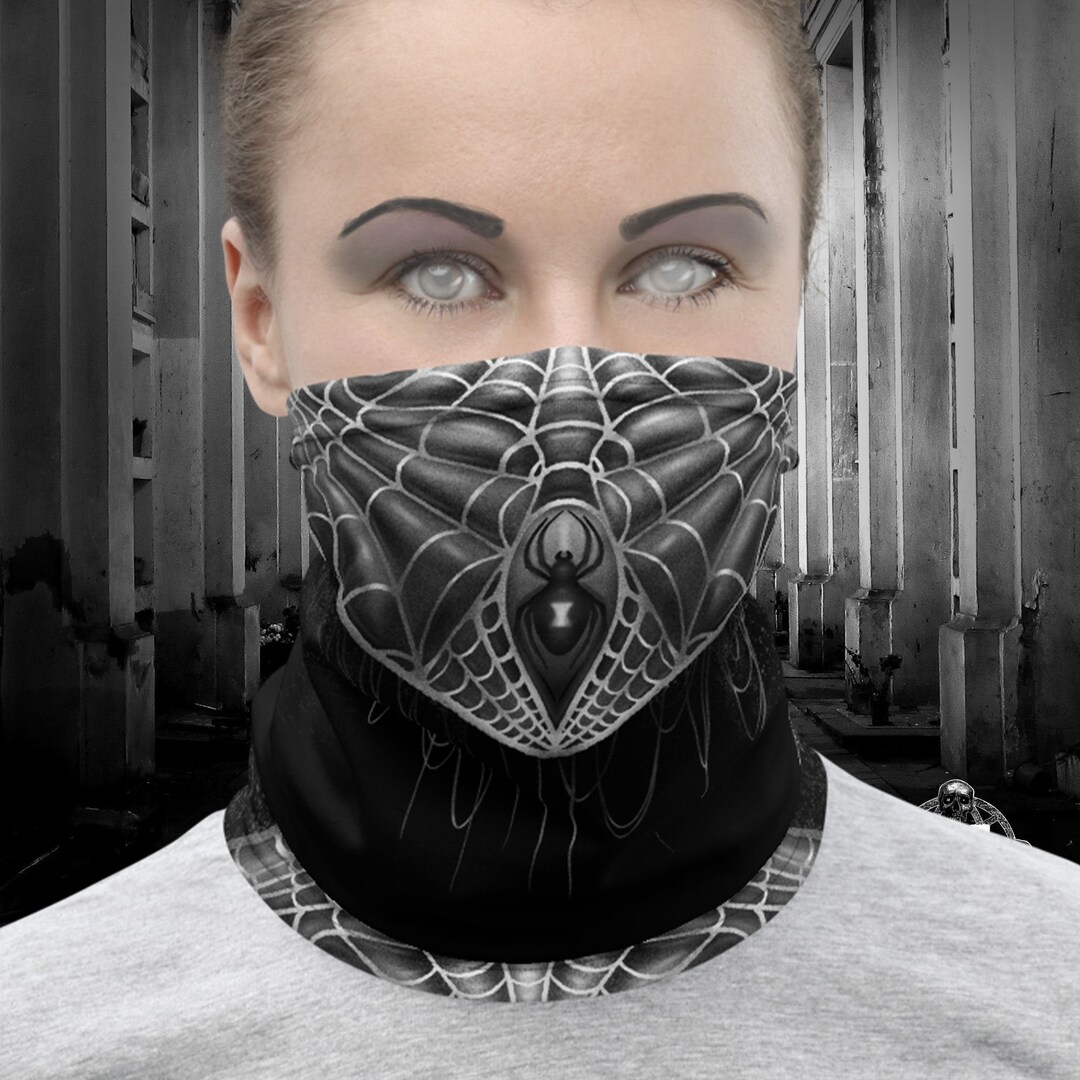Spider Web Mask Gothic Face Mask Black Widow Cosplay Washable Reusable ...