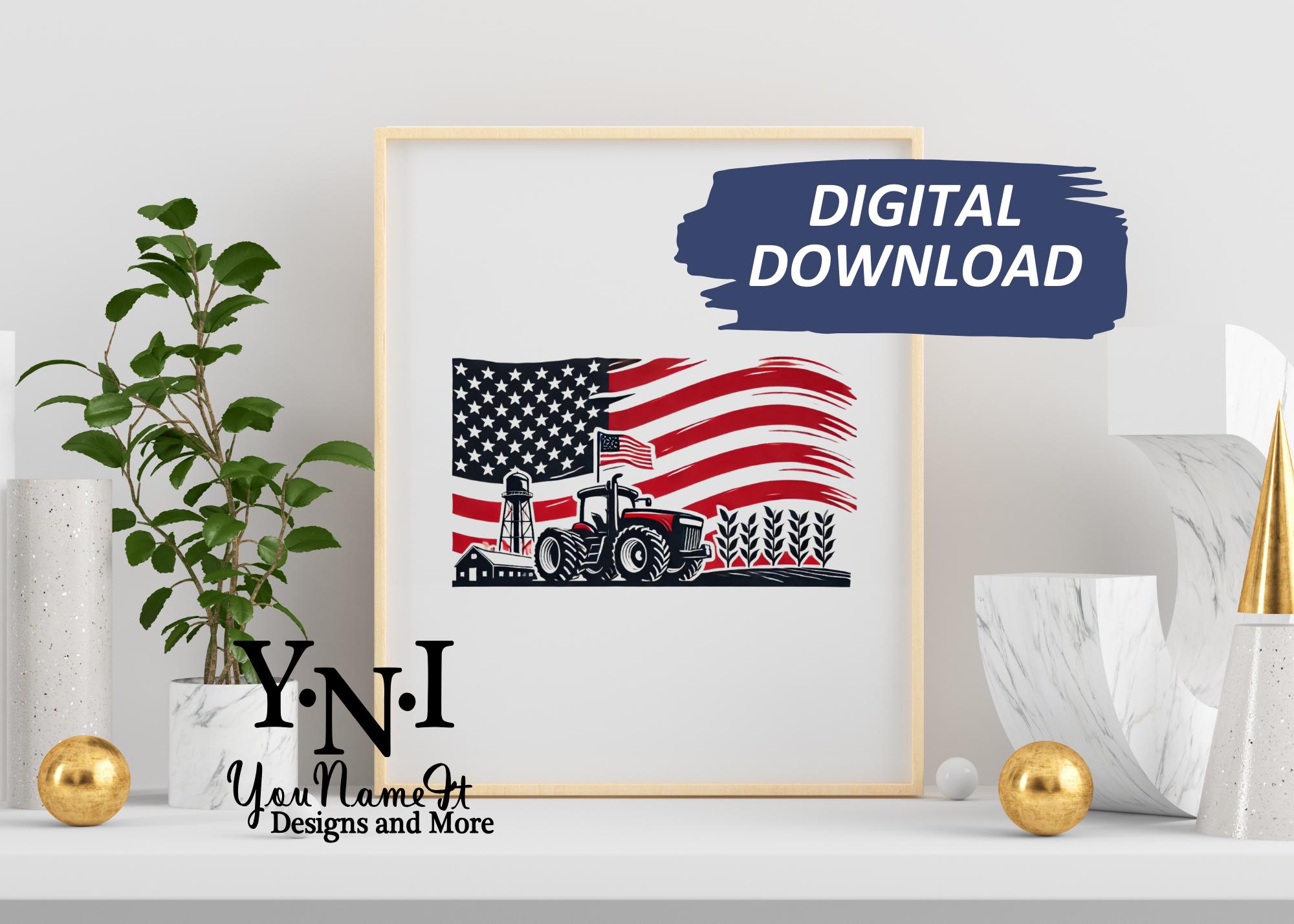 American Flag Tractor PNG, Patriotic Farm Life Digital Download ...