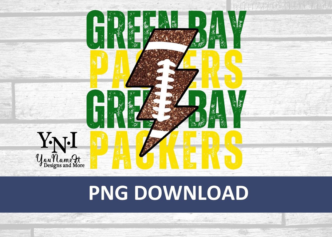 Green Bay Packers Lightning Bolt Football PNG| Green & Gold Football ...
