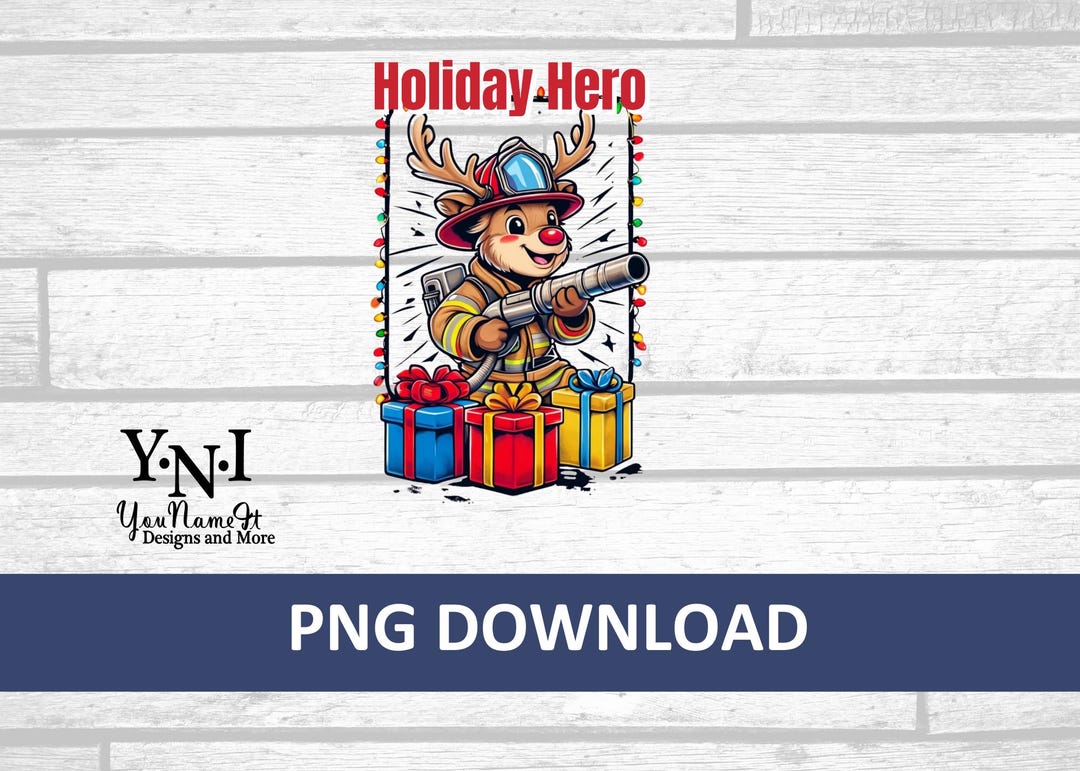 Holiday Hero Firefighter PNG, Christmas Reindeer Firefighter Design ...