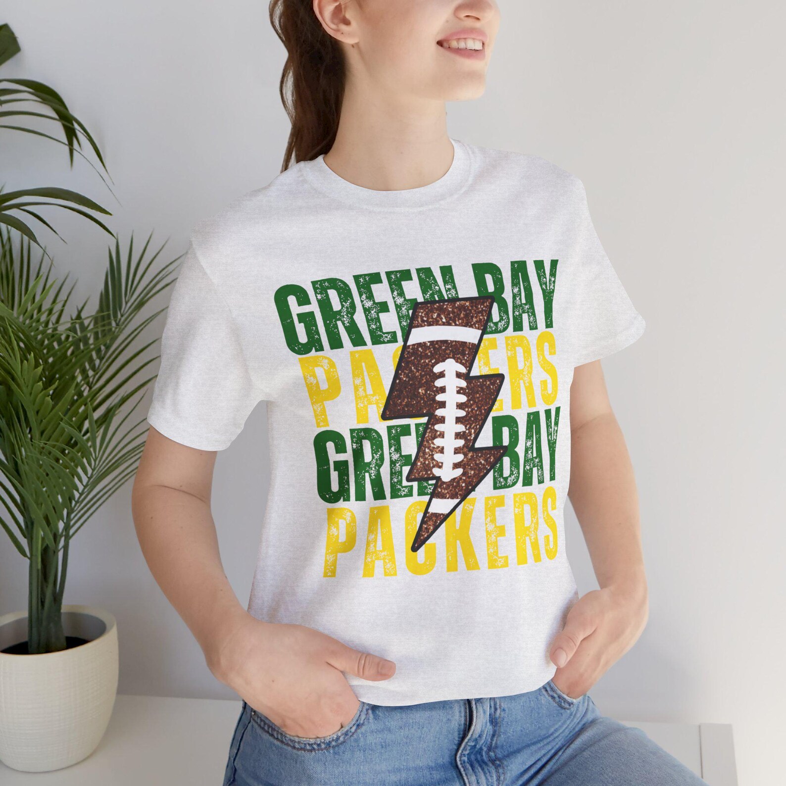 Green Bay Packers Lightning Bolt T-shirt Football Fan Graphic Tee Game ...