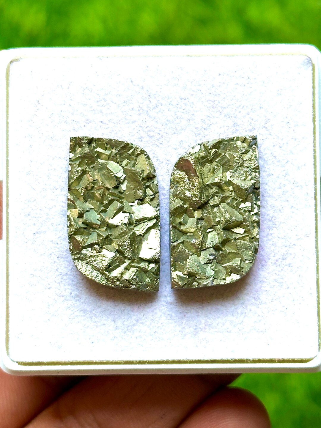 2pcs Pyrite Freeform Cabochons – 55.80ct Total, 23x14mm Polished ...