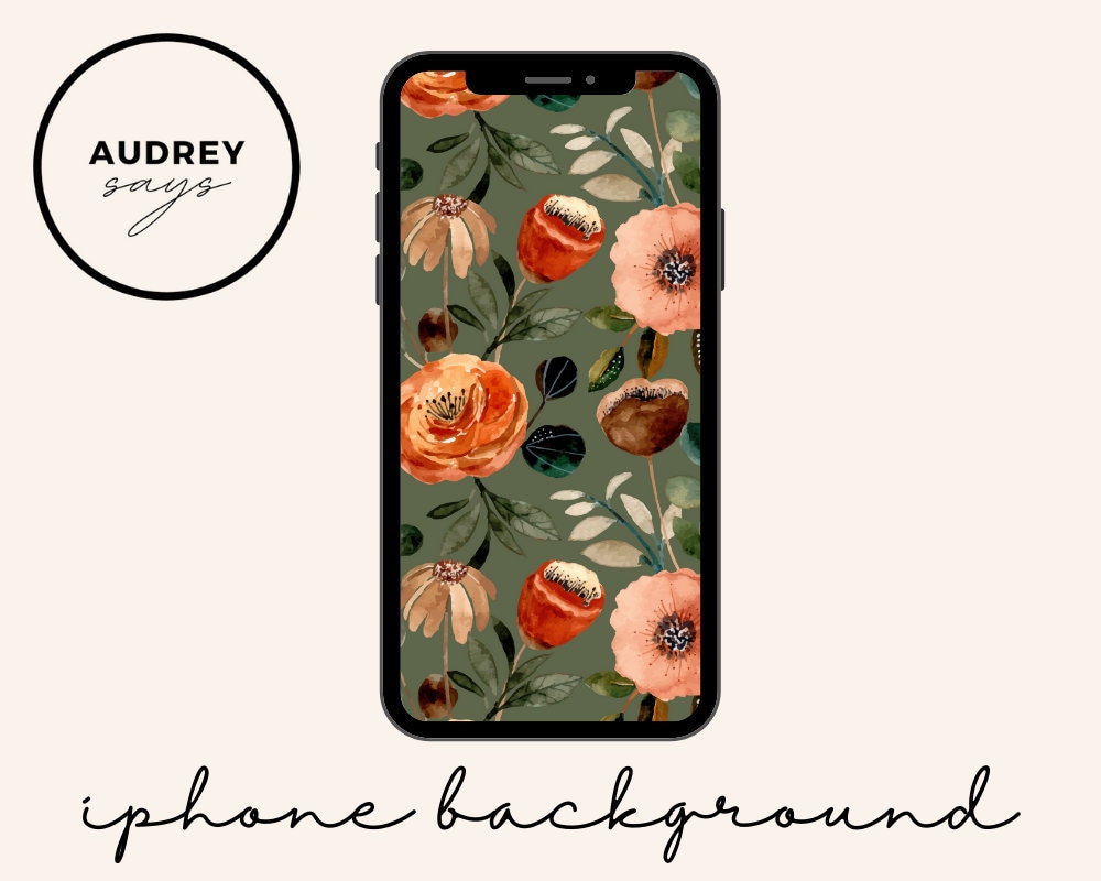 Green Whimsy Watercolor Flowers - Floral iPhone Wallpaper Background ...