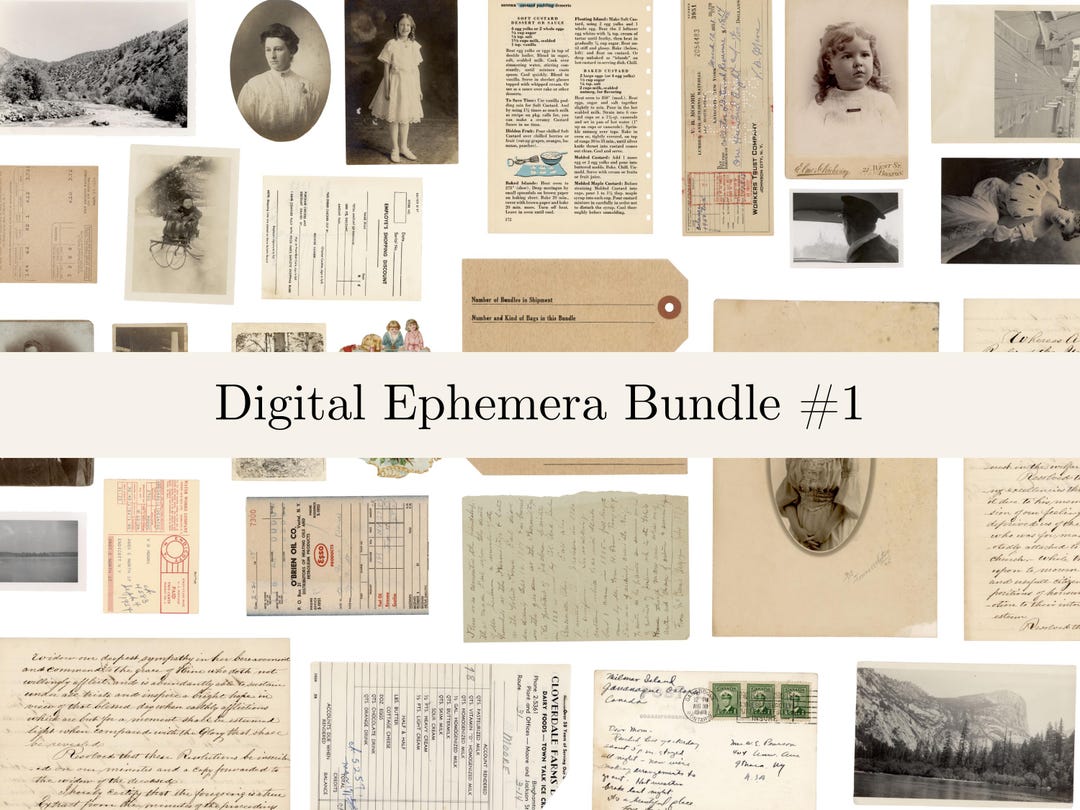 Vintage Ephemera Printable Bundle – Antique Papers, Junk Journal (PDF ...