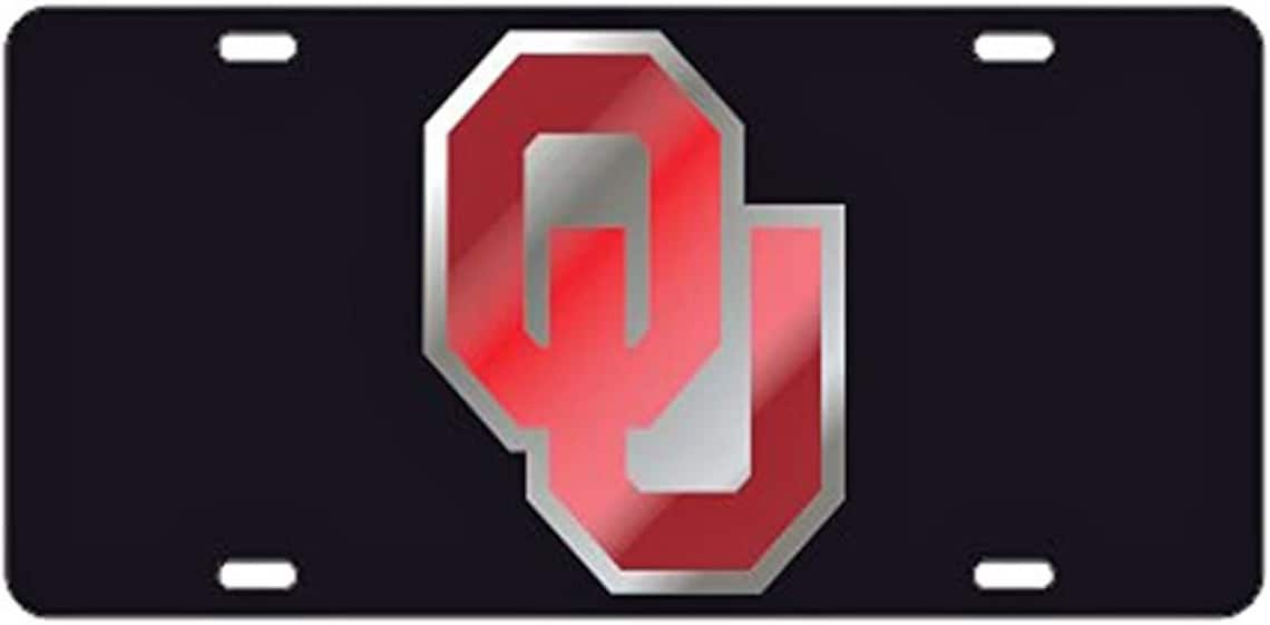 Oklahoma Sooners , OU License Plate Inlaid Mirrored Car Tag Licensed ...