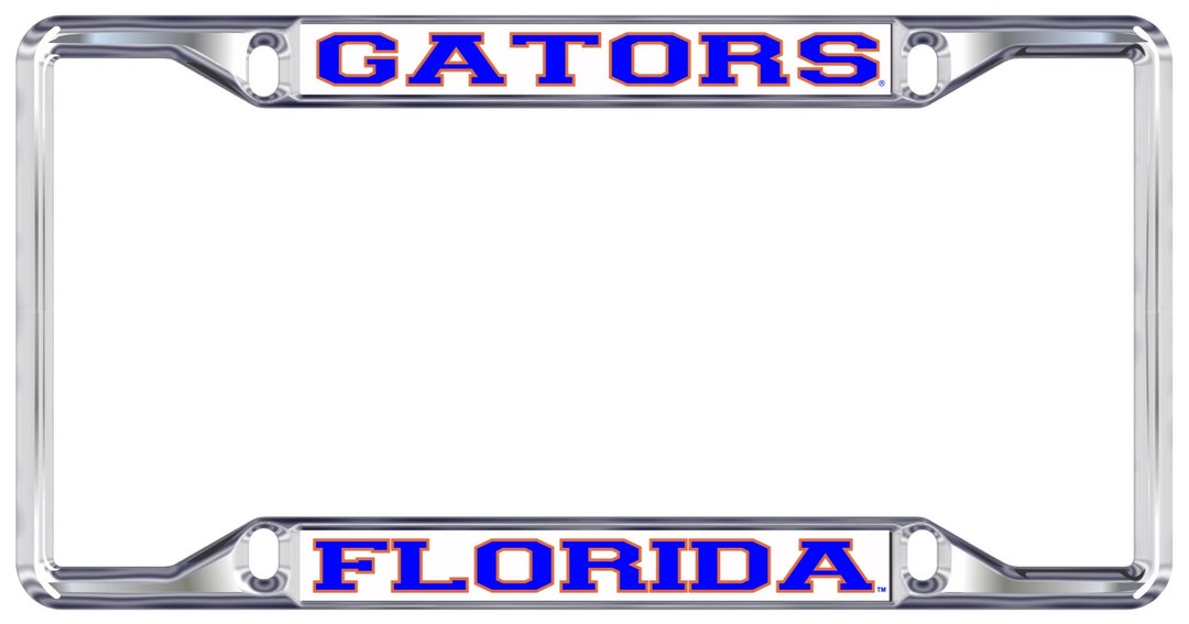 Florida White Domed License Plate Frame Gators - Etsy
